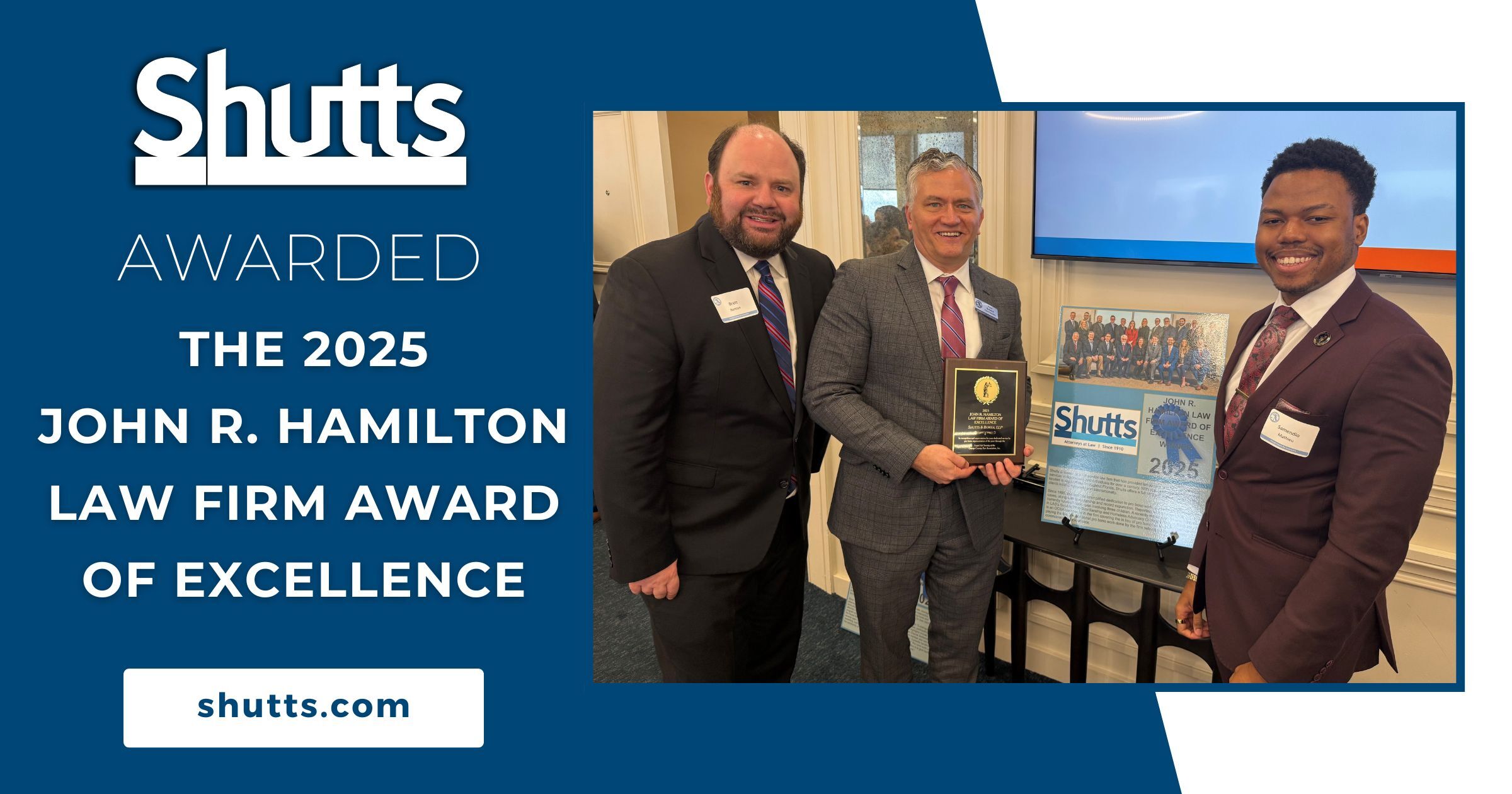 Shutts & Bowen Awarded the 2025 John R. Hamilton Law Firm Award of ...